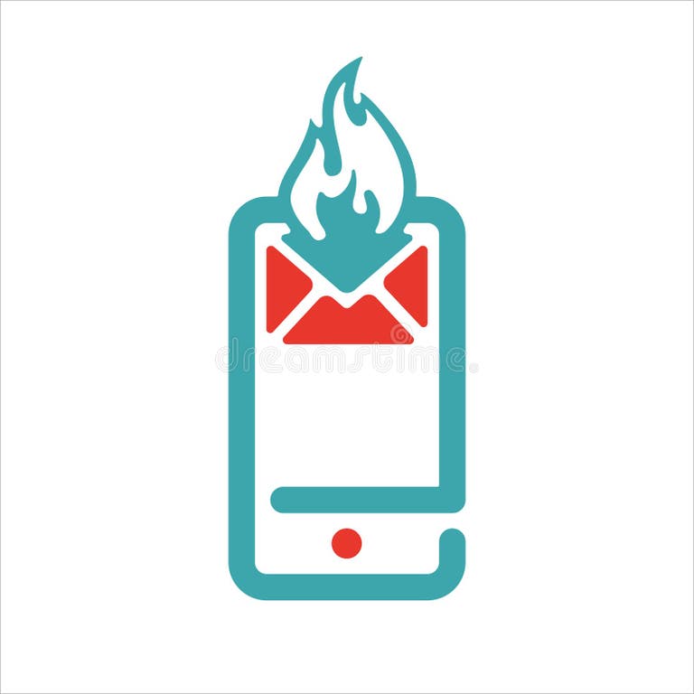 Red and Blue Hot Mail on Smartphone Vector Icon. Stock Vector ...