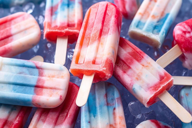 Red Blue Fruit Frozen Juice Ice Cream Generative Ai Stock Illustration ...