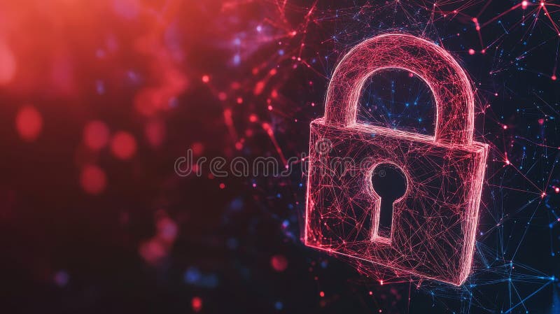 A Red and Blue Image of a Lock with a Keyhole Stock Illustration ...