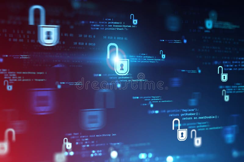 Red Blue Immersive Cyber Security Interface Stock Illustration ...