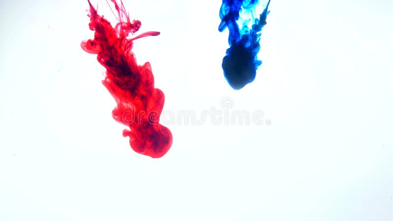 Red and Blue Ink in Water.Creative Slow Motion. on a White Background ...