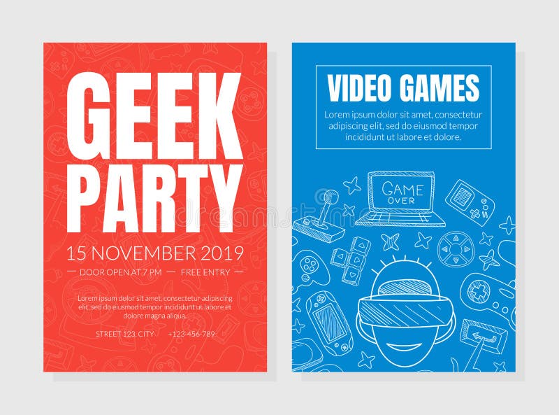 Invitation To a Geek Party with a Pattern from the Contours of Computer ...