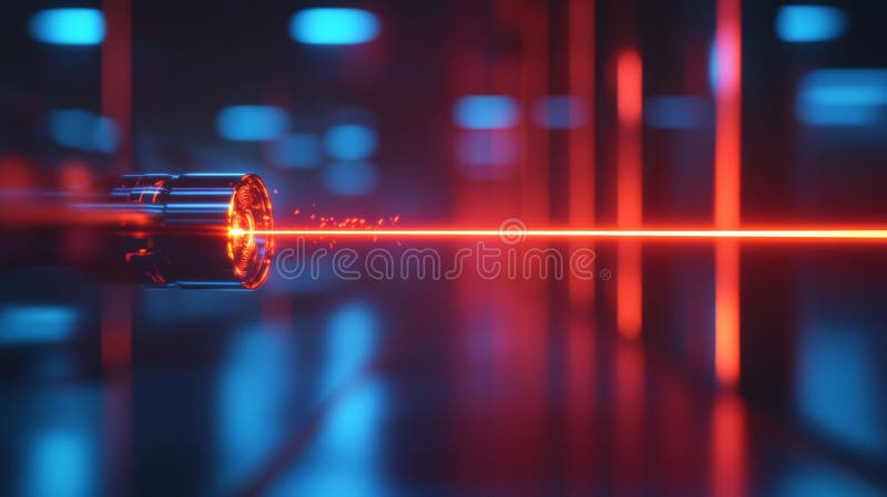 Red and Blue Laser Beam in Futuristic Setting Stock Illustration ...