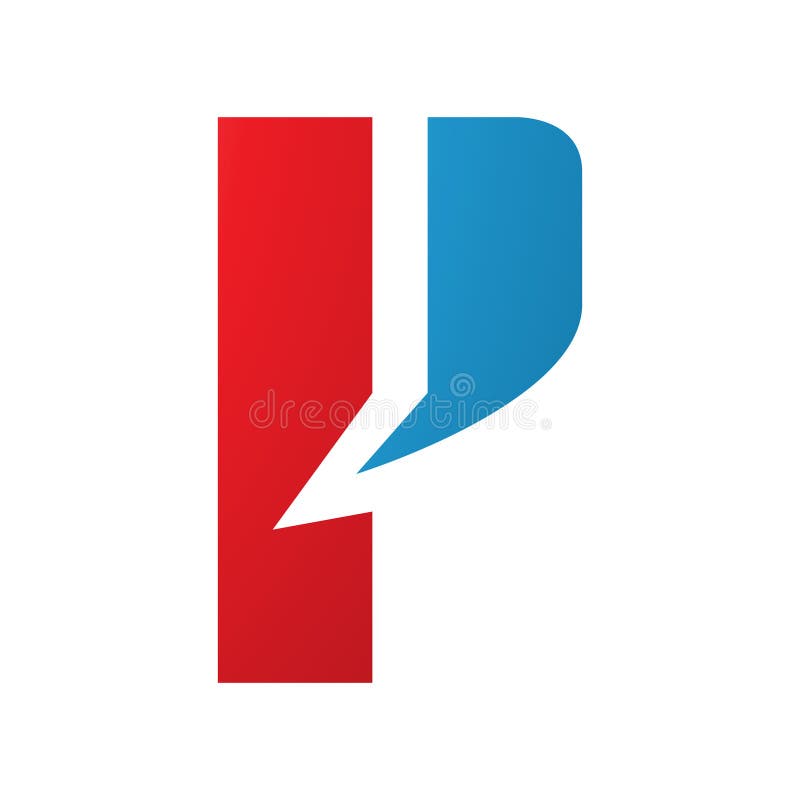 Red and Blue Letter P Icon with a Bold Rectangle Stock Vector ...