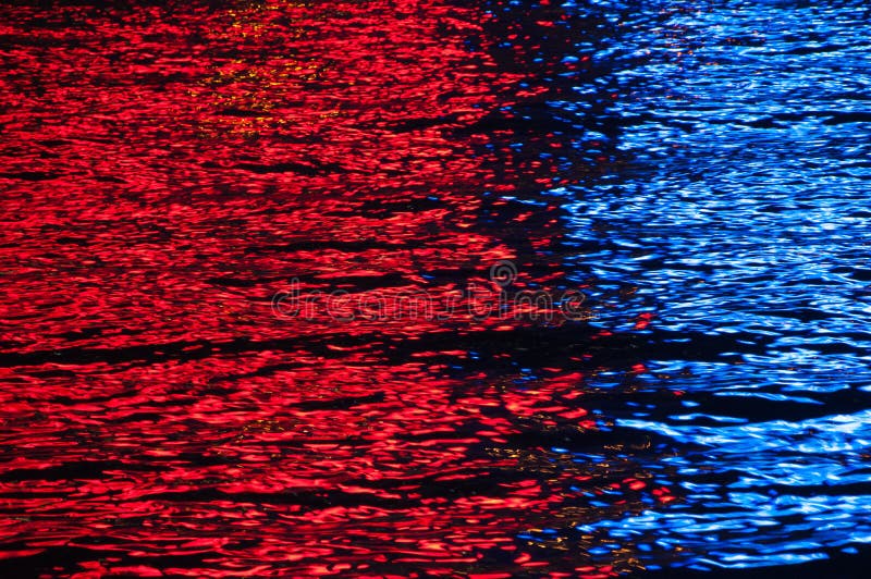 Red and Blue Light Reflections. Stock Image - Image of wave, reflecting ...