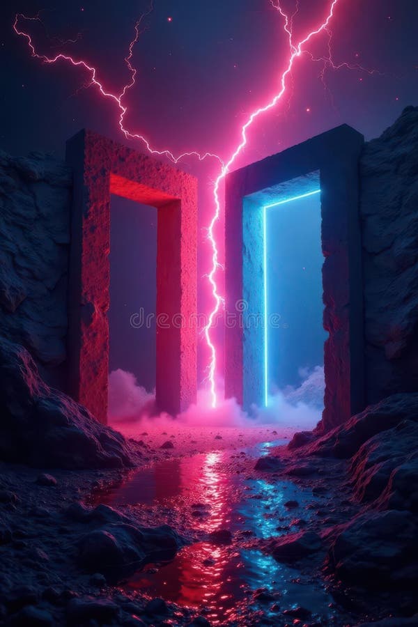 Red and Blue Lightning Bolts Hit Opposing Square Gates, Force ...