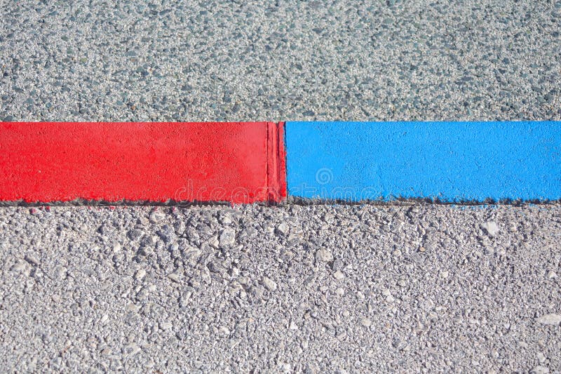 Red and Blue Line on the Asphalt Stock Photo - Image of symmetry ...