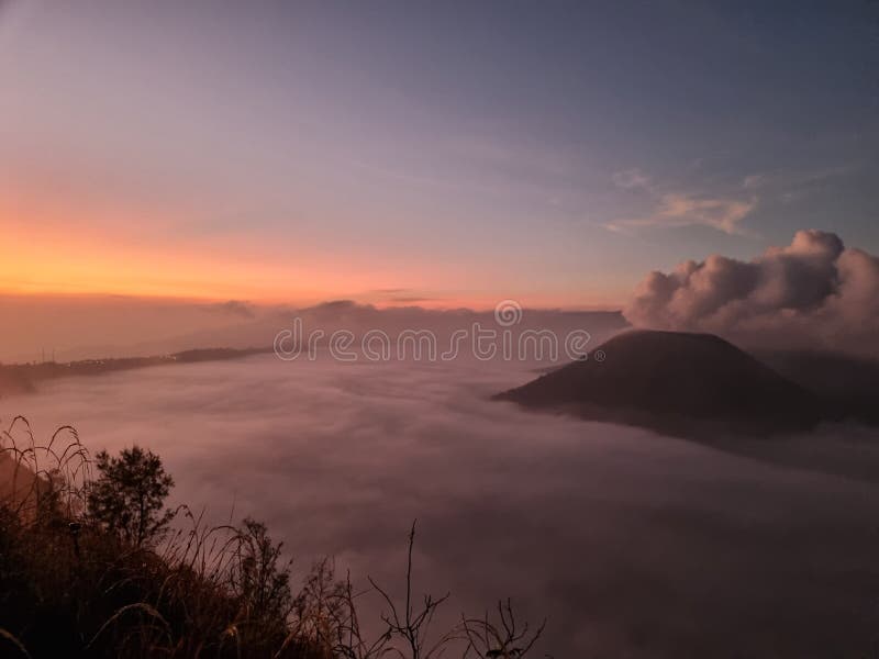 Between Red and Blue Line in the Bromo Mountain Stock Image - Image of ...