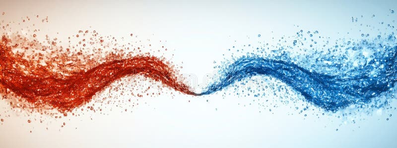 Red and Blue Liquid Flow with Dynamic Movement Forms an Abstract ...