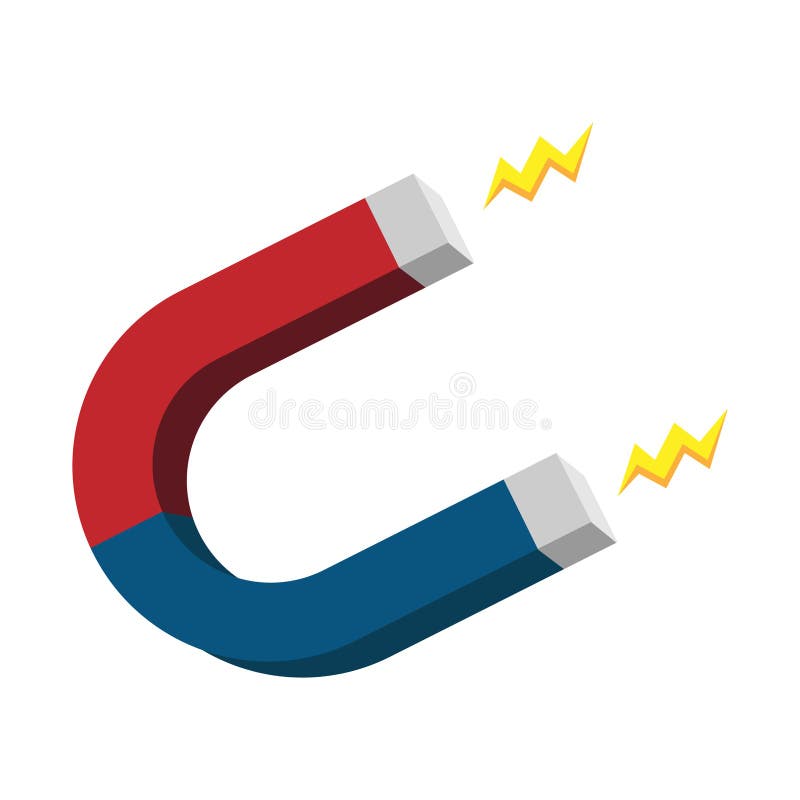 Red Blue Magnet. Electric Lightning Spark. Strong Attraction Icon ...