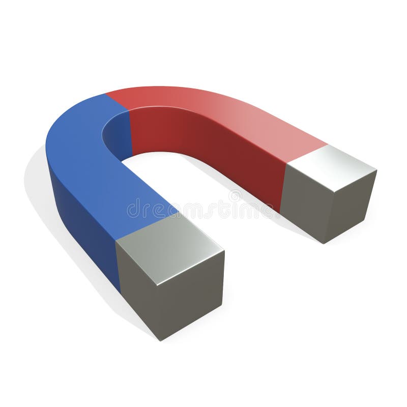 Red and Blue Magnet Illustration - Cartoon Style Stock Illustration ...