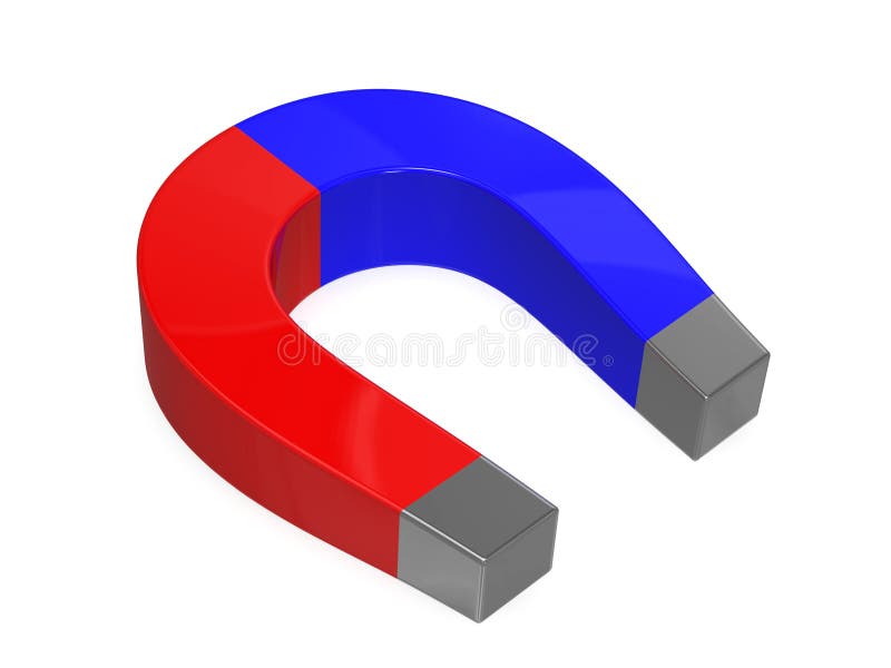 Red and Blue Magnet Illustration - Cartoon Style Stock Illustration ...