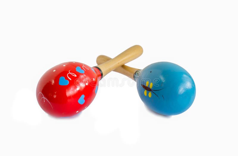 Red and blue maracas stock photo. Image of play, music - 56302636