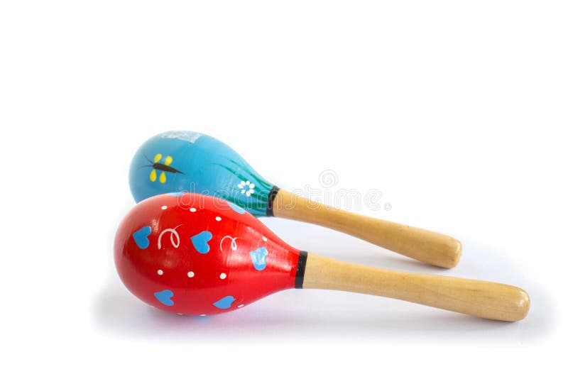 Red and blue maracas stock photo. Image of play, music - 56302636
