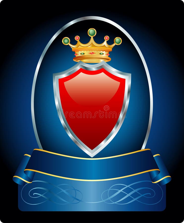 Blue shield and banner stock vector. Illustration of banner - 6566229