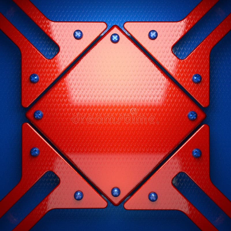 Red and Blue Metal Background. 3D Rendered Stock Illustration ...
