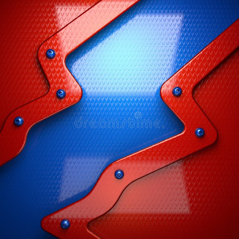 Red and Blue Metal Background. 3D Rendered Stock Illustration ...