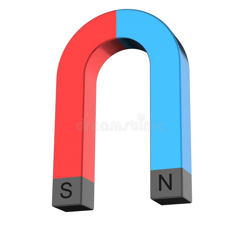 Red and Blue Metal Horseshoe Magnet Isolated on White Background Stock ...