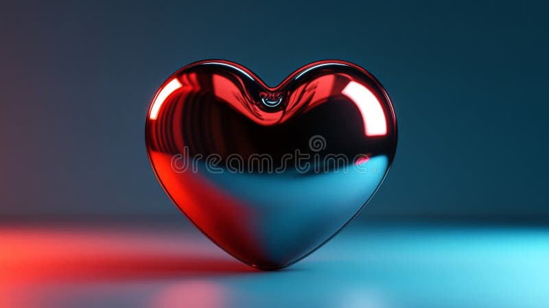 A Red and Blue Metallic Heart Shape Stock Illustration - Illustration ...