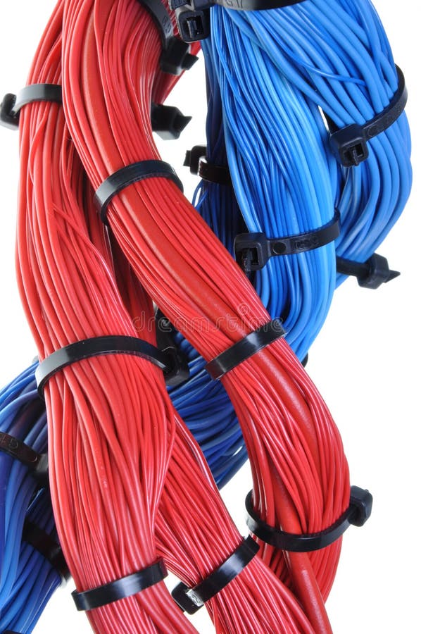 Abstract System of Blue and Red Cables Stock Image - Image of ethernet ...