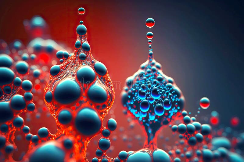 Red Blue Model Molecule Closeup on Blurry Background Stock Illustration ...