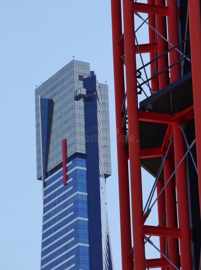 Red and Blue in Modern Architecture Editorial Stock Image - Image of ...