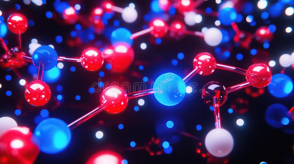 Red Blue Molecules Network, Dark Background, Science Concept Stock ...