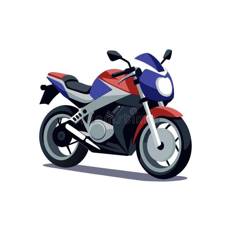 Red and Blue Motorcycle Illustration on a White Background Stock Image ...
