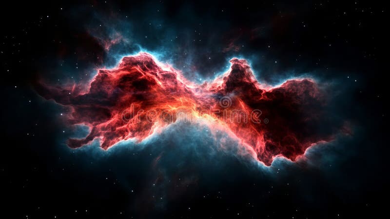 Red and Blue Nebula in Space with Sparkling Stars, Cosmic Clouds, and ...