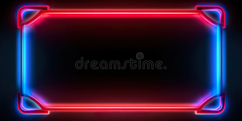 A Red and Blue Neon Frame on a Black Background. Digital Image. Stock ...