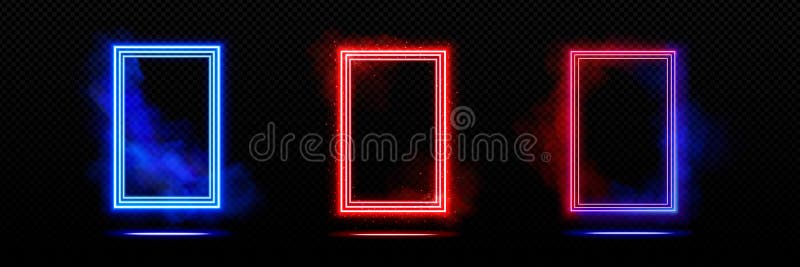 Red and Blue Neon Frames Set Stock Vector - Illustration of sparkle ...