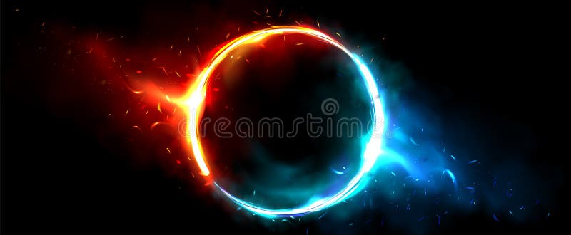 Red and Blue Neon Glow Ring with Fire Flame Stock Illustration ...