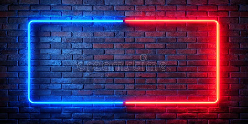 Red and Blue Neon Light on Brick Wall Brick Wall Background Lighting ...