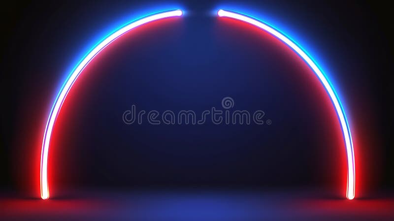 Red and Blue Neon Light Curves Form an Arch Stock Illustration ...