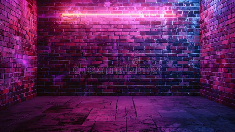 Red and Blue Neon Lighting Effect on Exposed Brick Walls: Vertical ...