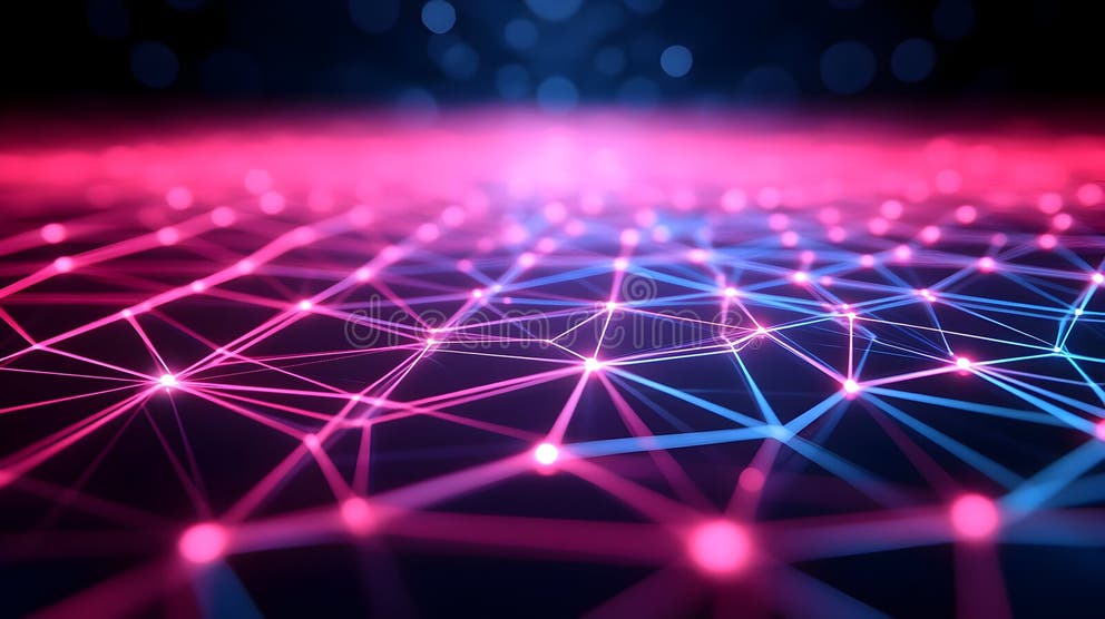 Red and Blue Network Connection Background with Dots and Lines in a ...