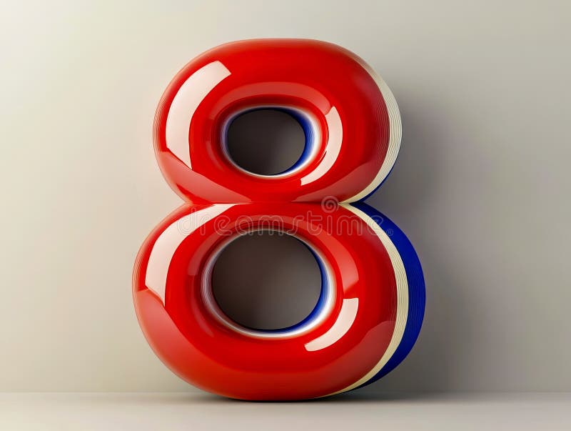 A Red and Blue Number Eight on a White Surface Stock Illustration ...