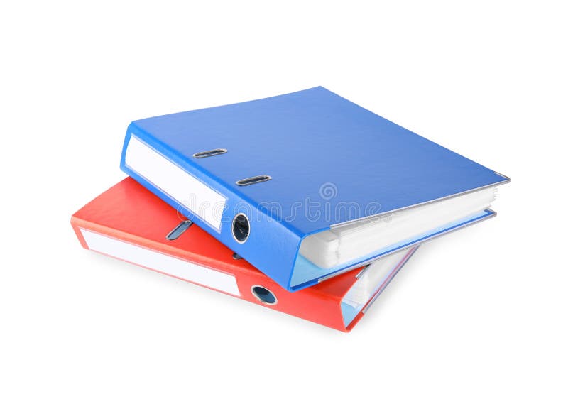 Red and Blue Office Folders Isolated on White Stock Photo - Image of ...