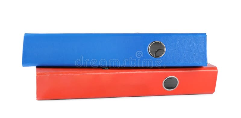 Red and Blue Office Folders Isolated on White Stock Image - Image of ...