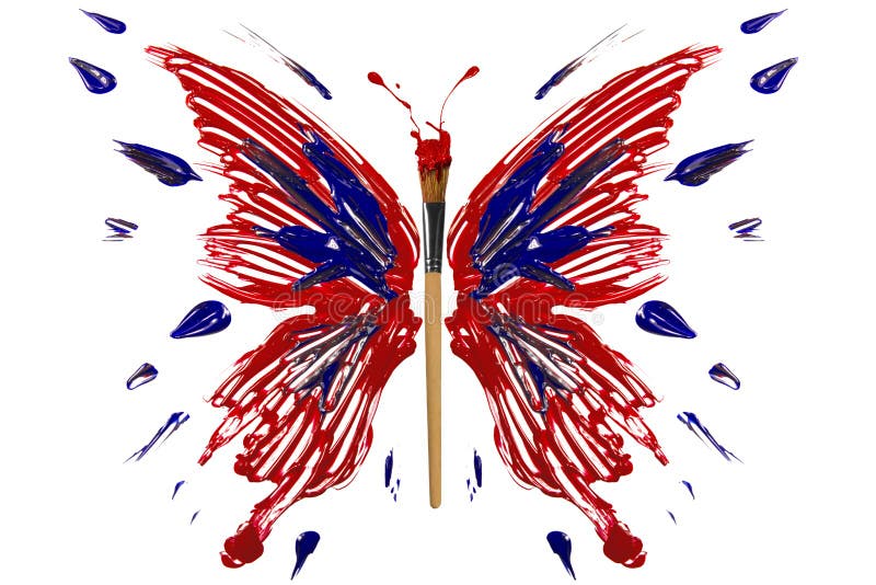 Red and Blue Painted Butterfly Stock Illustration - Illustration of ...