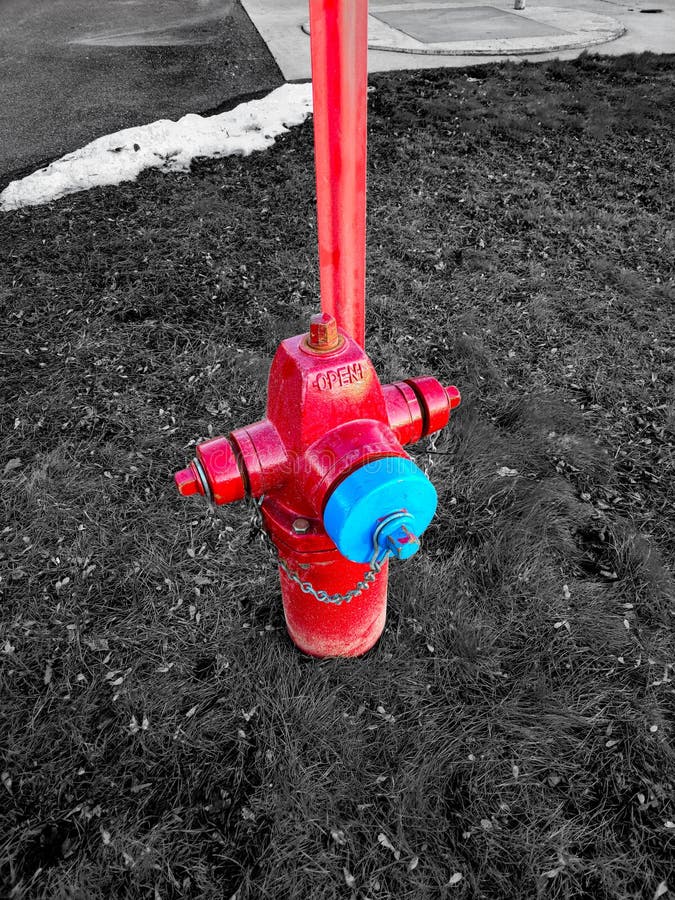 A Fire Hydrant in Winter with Long Red Stem Snow Marker for Cold ...