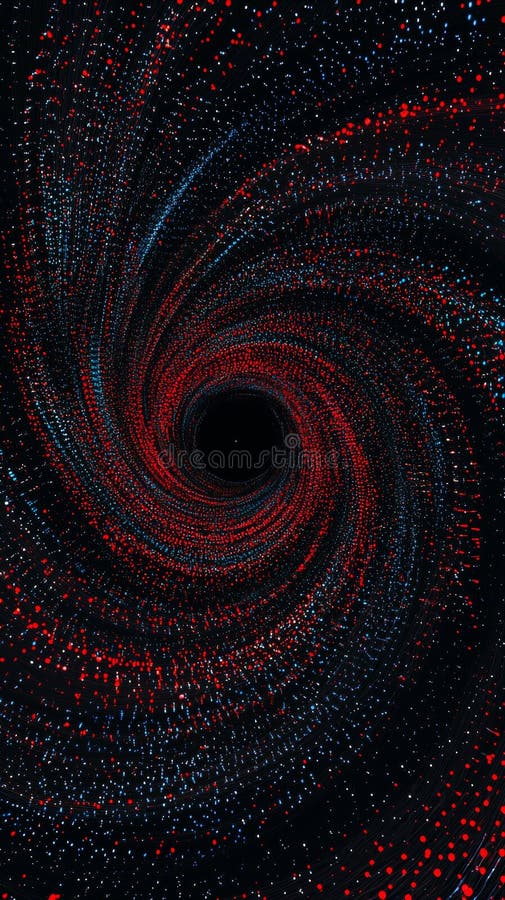 Red and Blue Particles Swirl Around a Central Void, Creating a ...