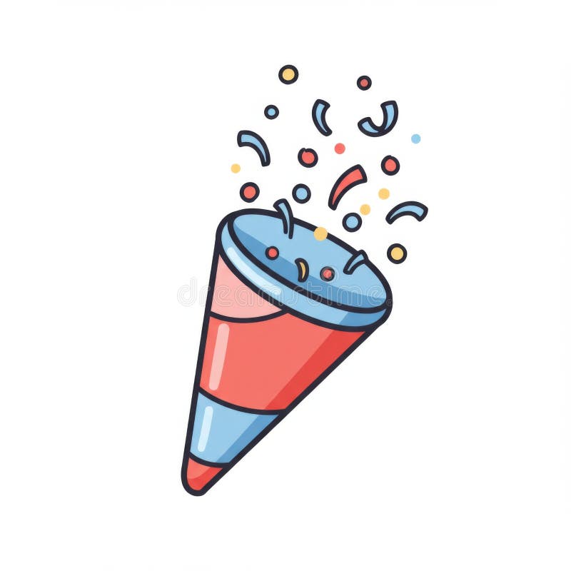 Red and Blue Party Popper with Confetti Explosion Stock Illustration ...