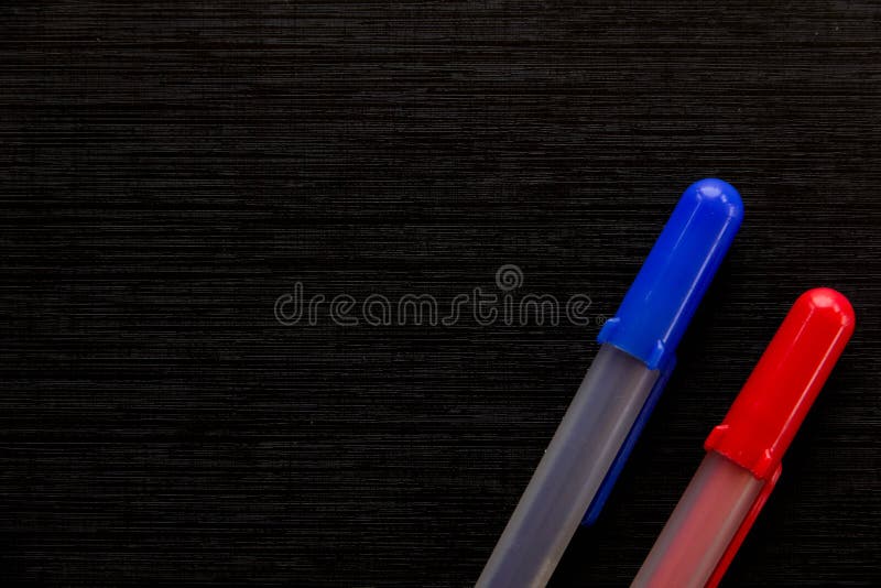 Red and blue pen stock photo. Image of colorful, black - 91701552