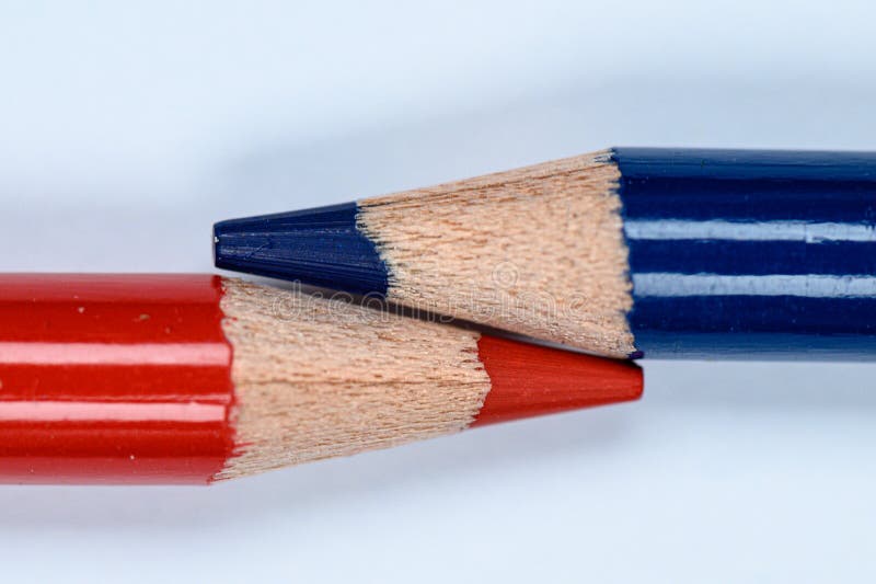 Red and Blue Pencil Tips Horizontal Stock Image - Image of tips, lined ...
