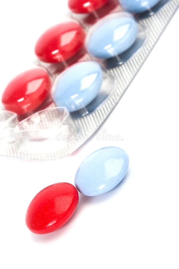 Red and blue pills stock image. Image of hospital, ache - 12076743