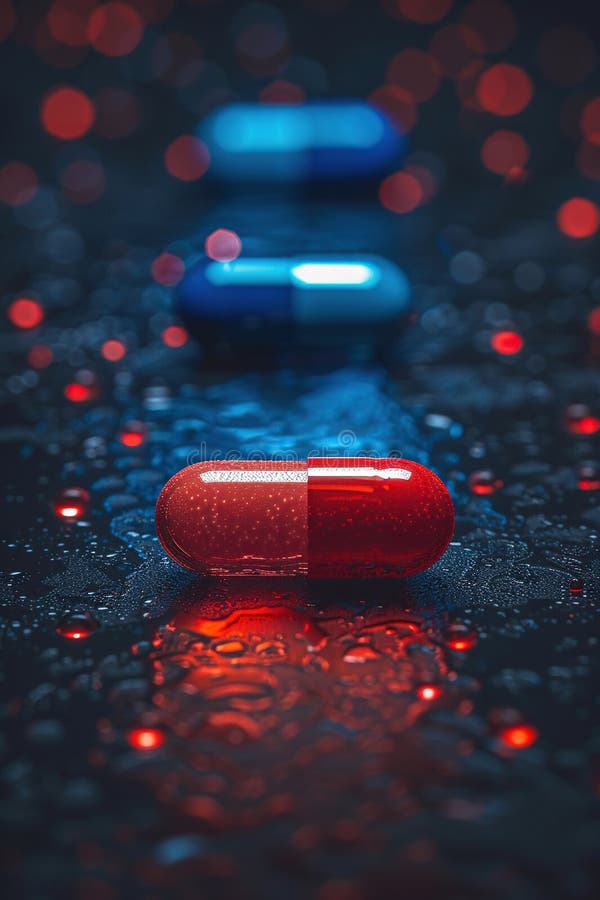 Red and Blue Pils. Generative Ai Image Stock Photo - Image of pharmacy ...