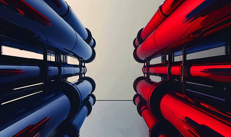 A Red and Blue Pipe with a White Background Stock Image - Image of ...