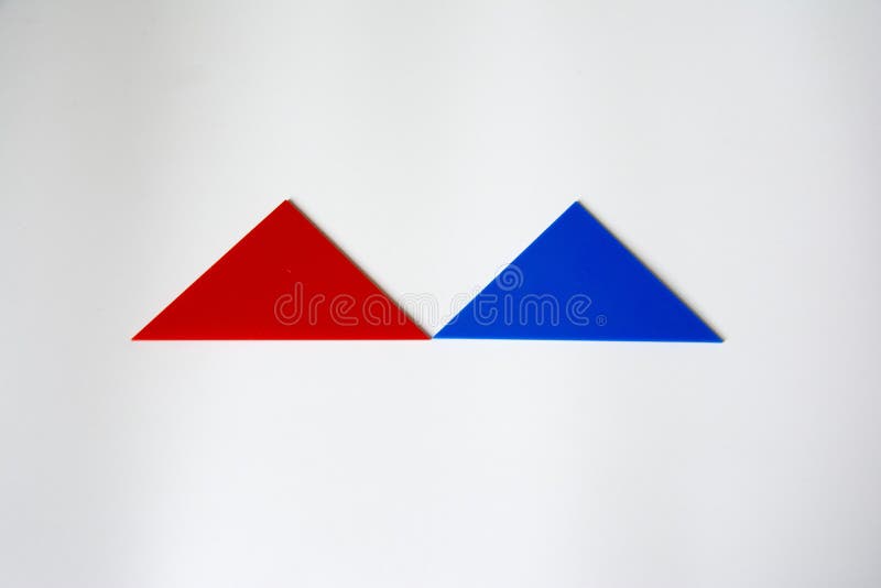 Red blue plastic triangle stock image. Image of skies - 190098773