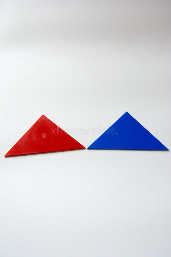 Red blue plastic triangle stock image. Image of plastic - 190098819